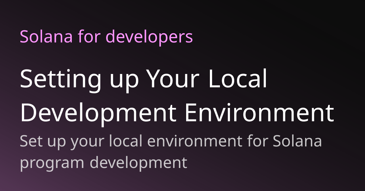 Setting up Your Local Development Environment